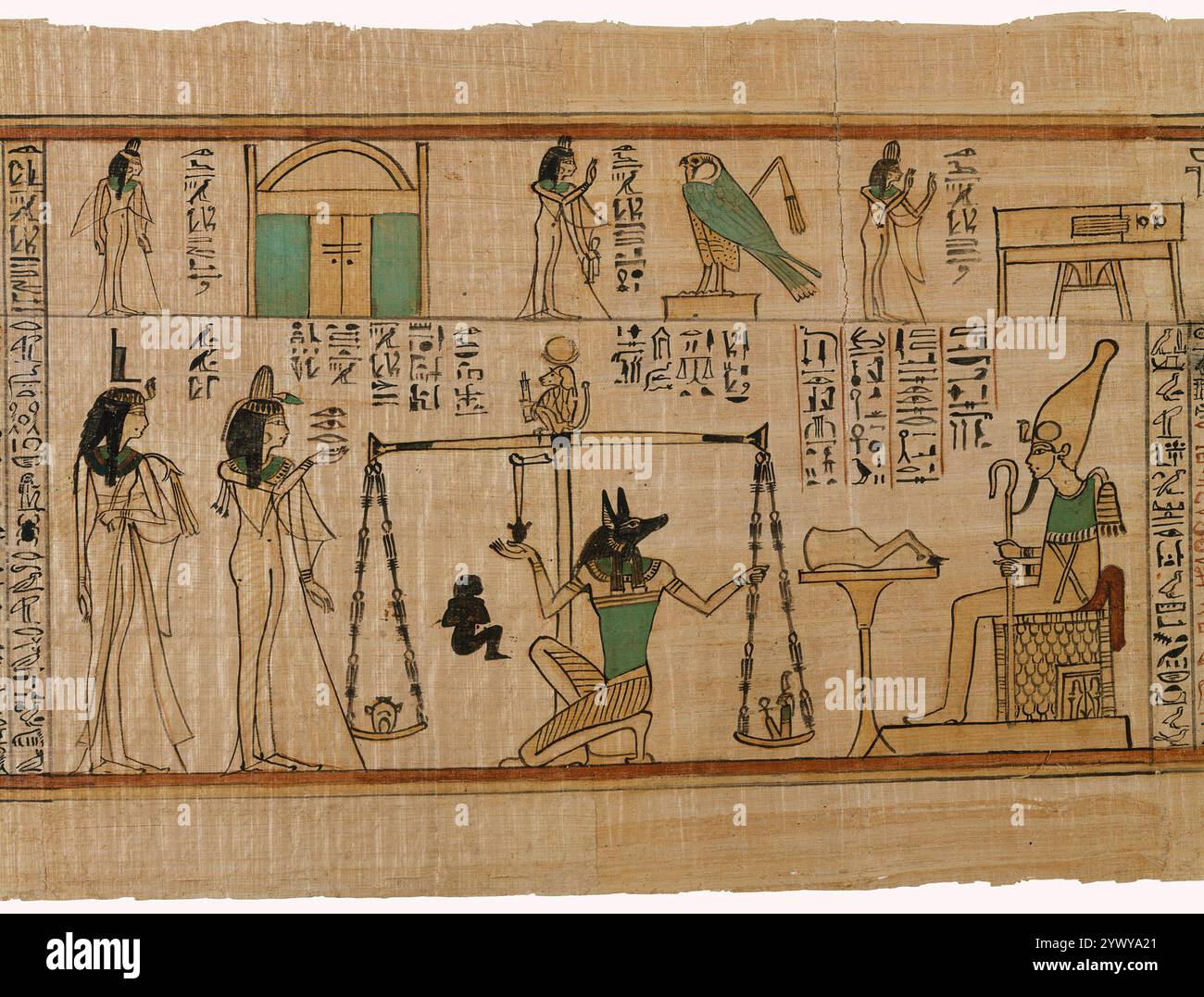 Egyptian papyrus of the weighing of the soul in the MET Museum NY Stock ...