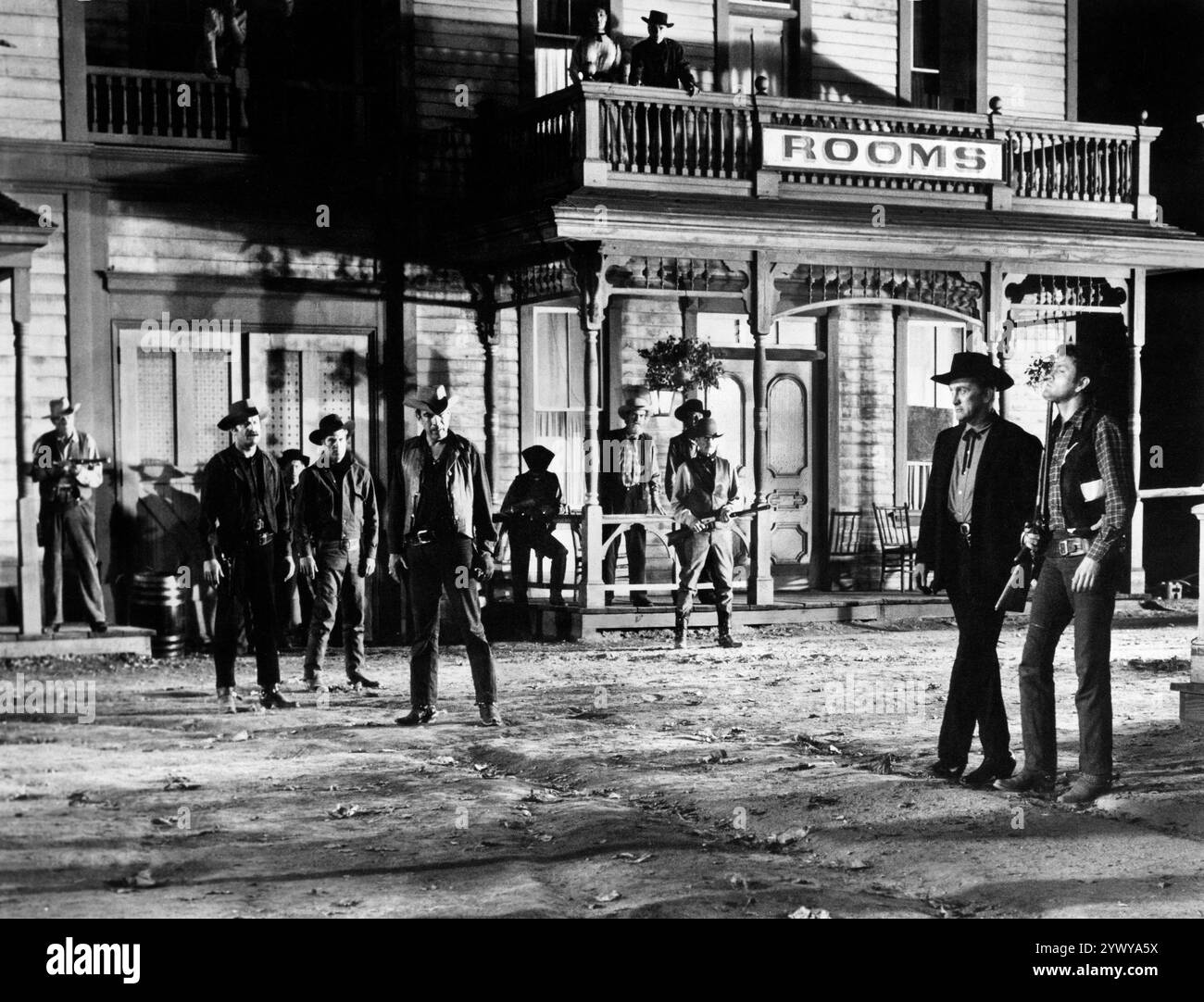 Anthony Quinn, Kirk Douglas, Earl Holliman, on-set of the western film ...