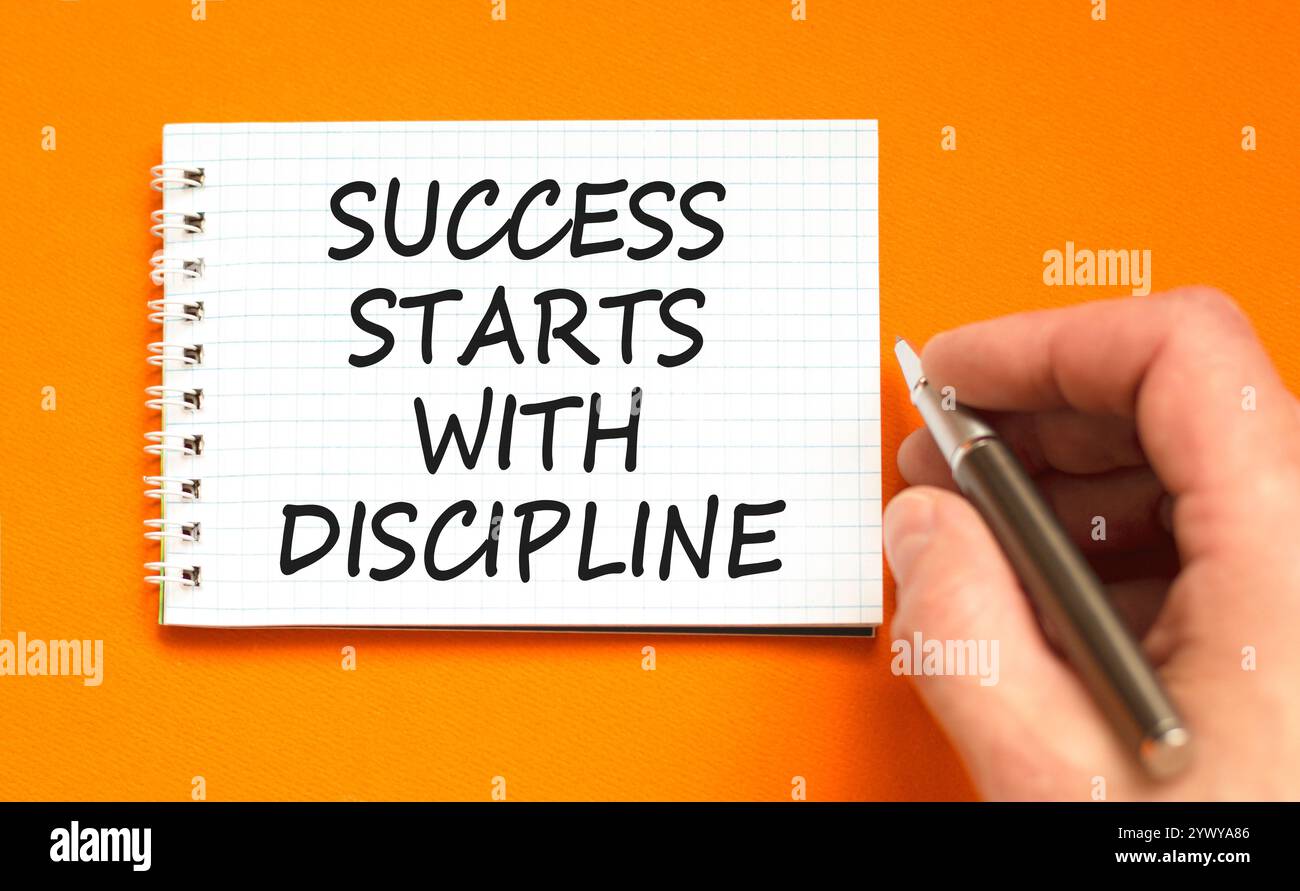 Success starts with discipline symbol. Concept words Success starts with discipline on beautiful ...