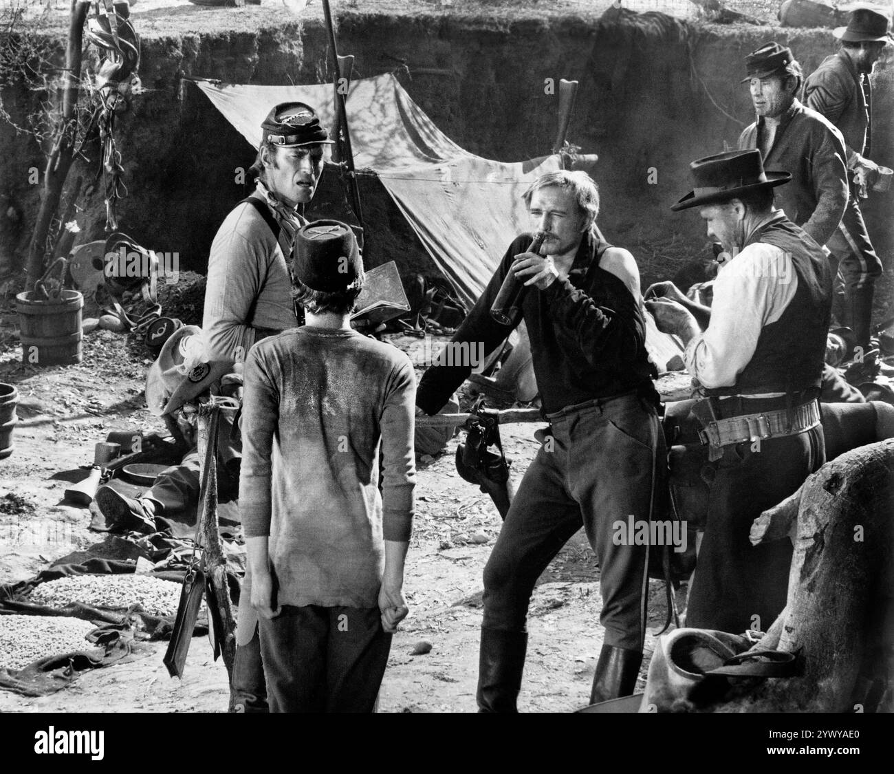 Charlton Heston, Richard Harris, on-set of the western film, "Major ...