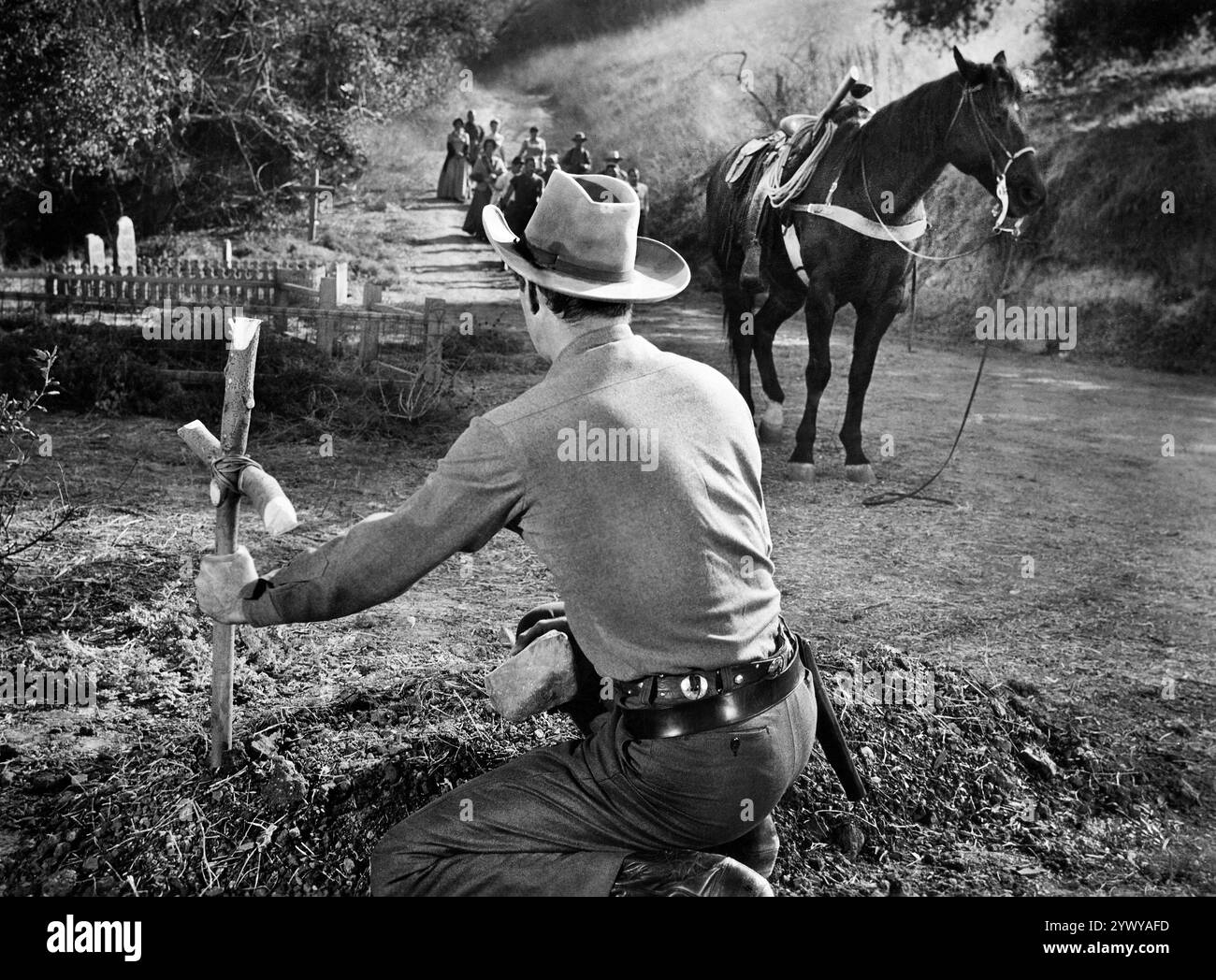 Jock Mahoney, on-set of the western film, "Joe Dakota", Universal ...