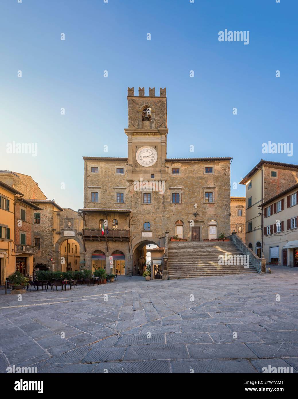 Cortona town, the central Republic Square and the Town Hall. Province ...