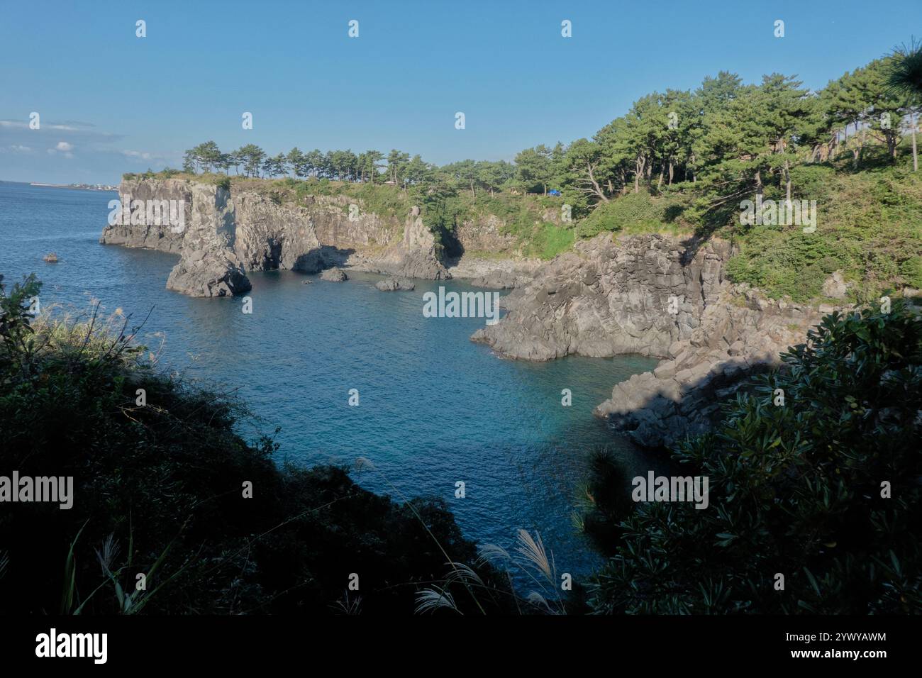 Oedolgae sea stack seen from Jeju Olle Trail, Seogwipo, Jeju Island ...