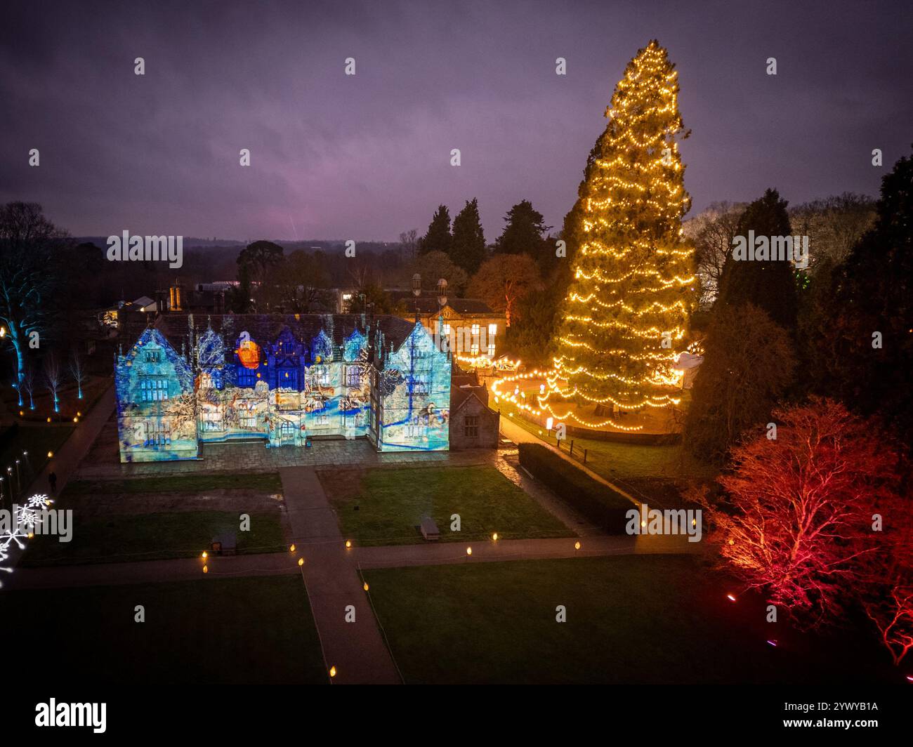 East Sussex, UK. 11th Dec, 2024. Wakehurst Place lit up with an ...