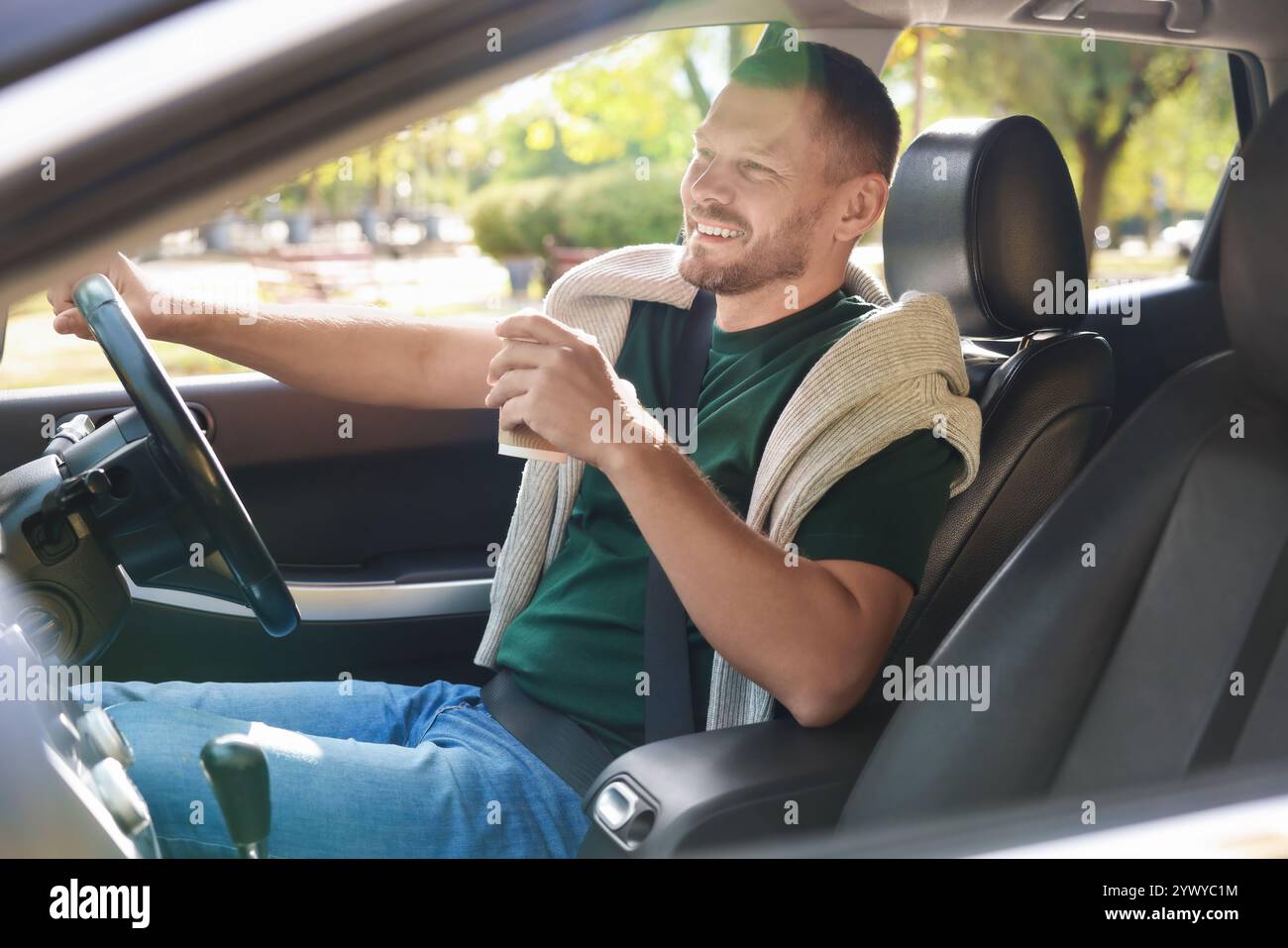 Car interior road coffee hi-res stock photography and images - Alamy