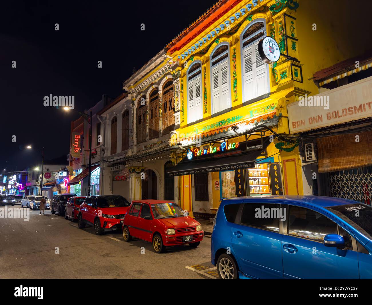 Historic buildings on Jalan Hang Jebat Street in historic city center ...