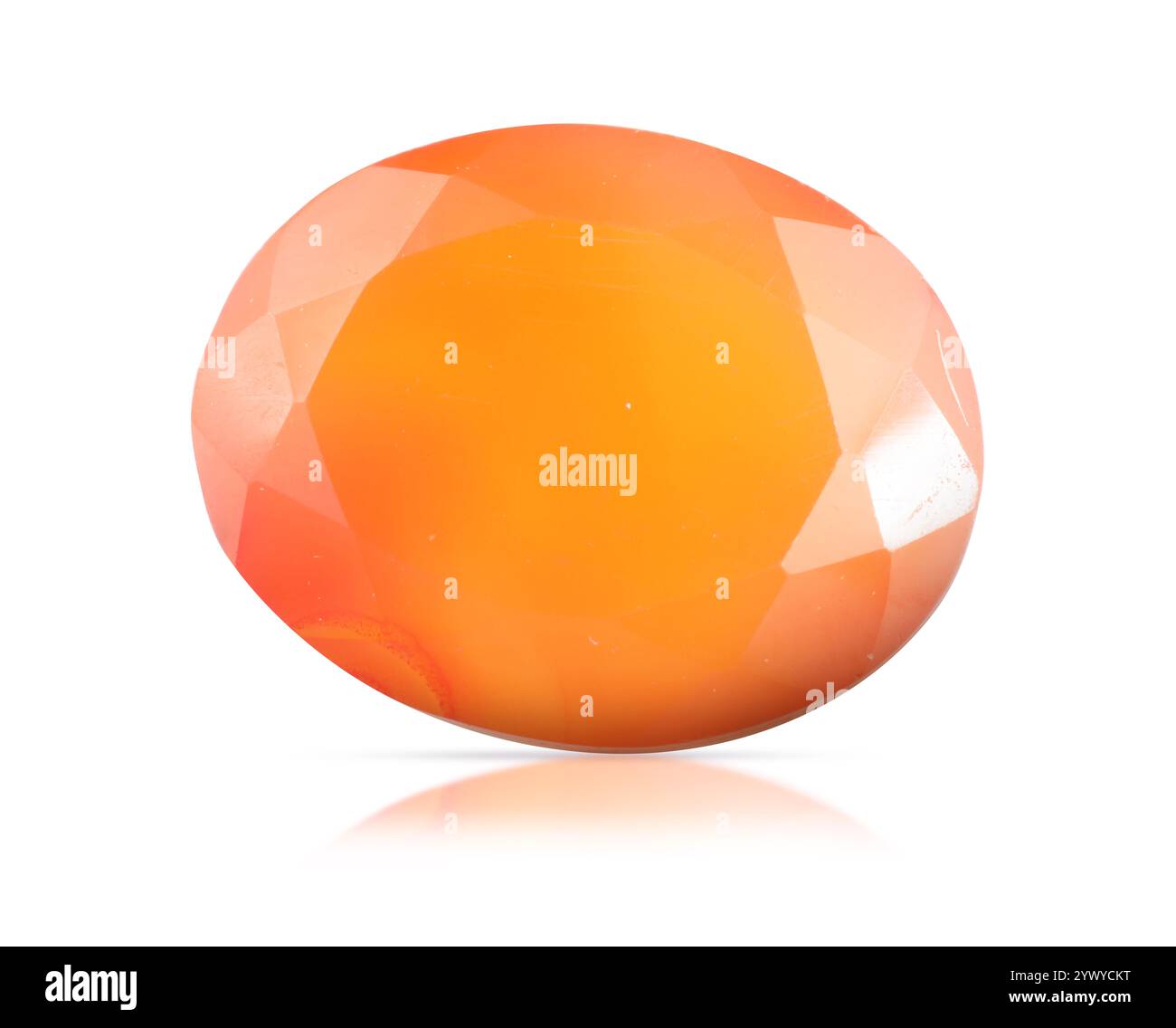 One orange shiny gemstone isolated on white Stock Photo - Alamy