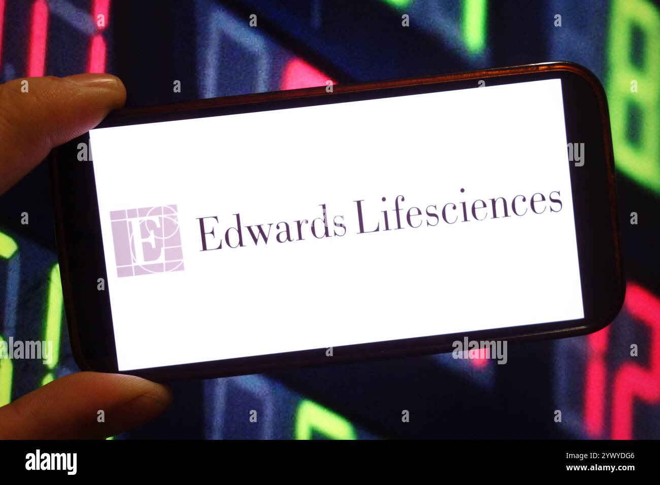 In this photo illustration, the Edwards Lifesciences company logo is ...