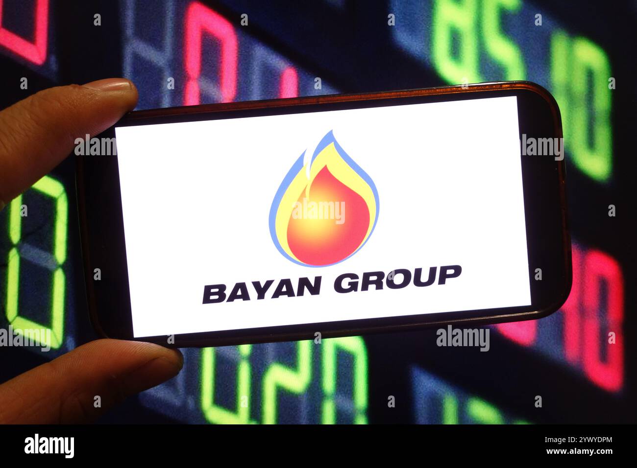 In this photo illustration, the Bayan Group company logo is seen ...