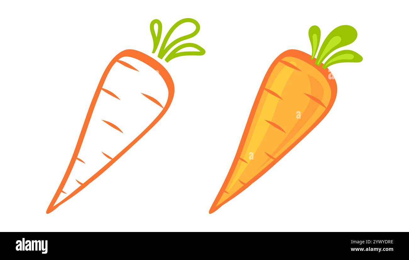 Vector set icons of orange carrot. Flat vector carrots Stock Vector ...