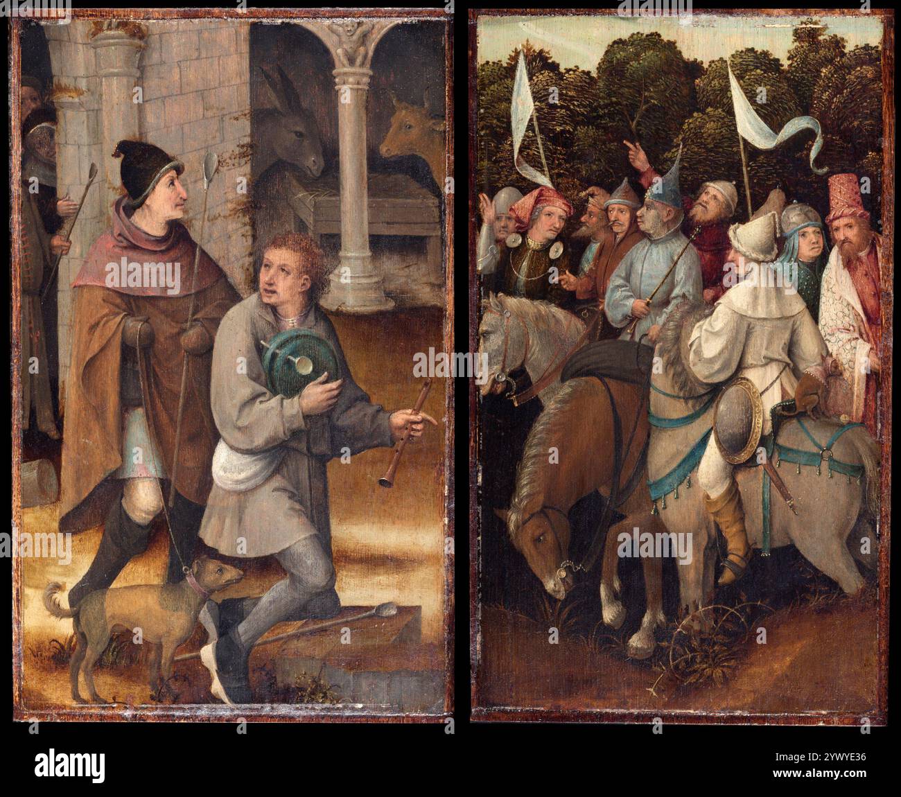 Two Shepherds and Retinue of the Magi. Attributed to Hieronymus Bosch ...