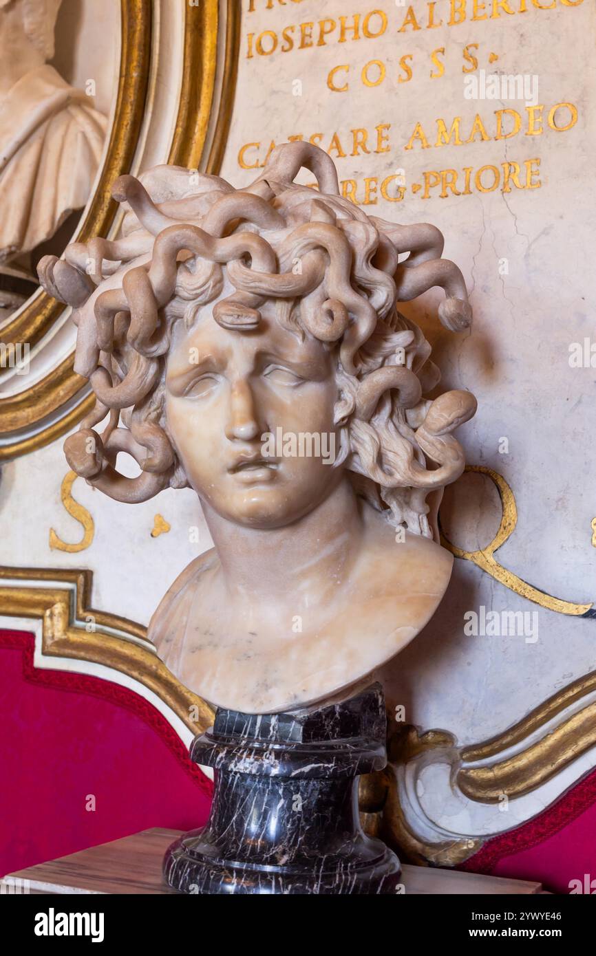 Rome, Italy - 20 August 2023: Capitoline museum, bust of Medusa by Gian ...