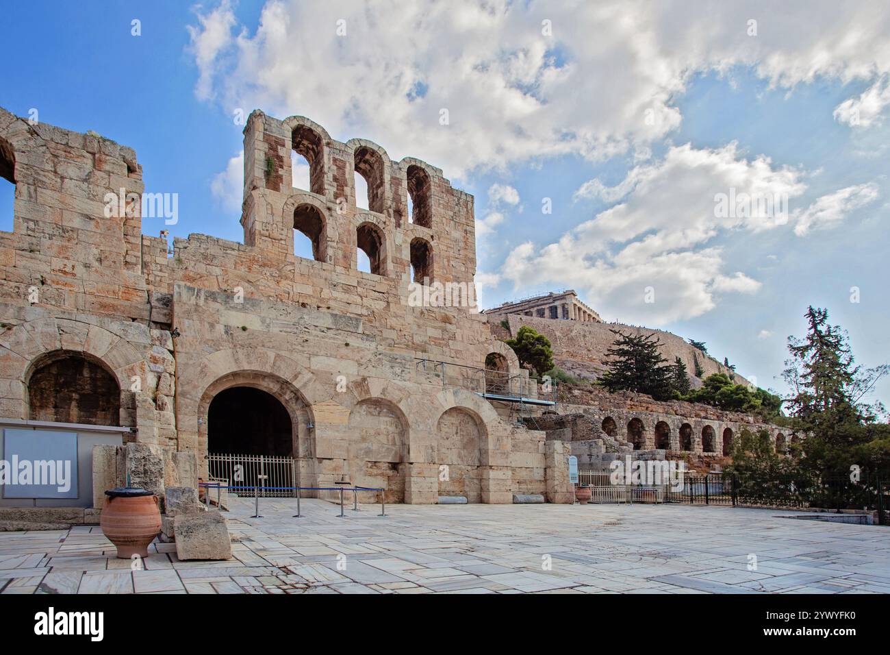 Greek city landmark. Ancient amphitheatre of Dionysus theater in Athens ...
