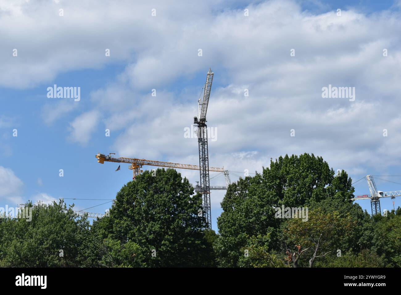 Washington DC, USA - September 2, 2024 - Tower cranes seen from the ...