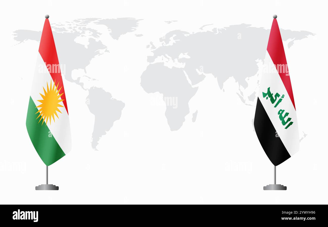 Kurdistan and Iraq flags for official meeting against background of ...