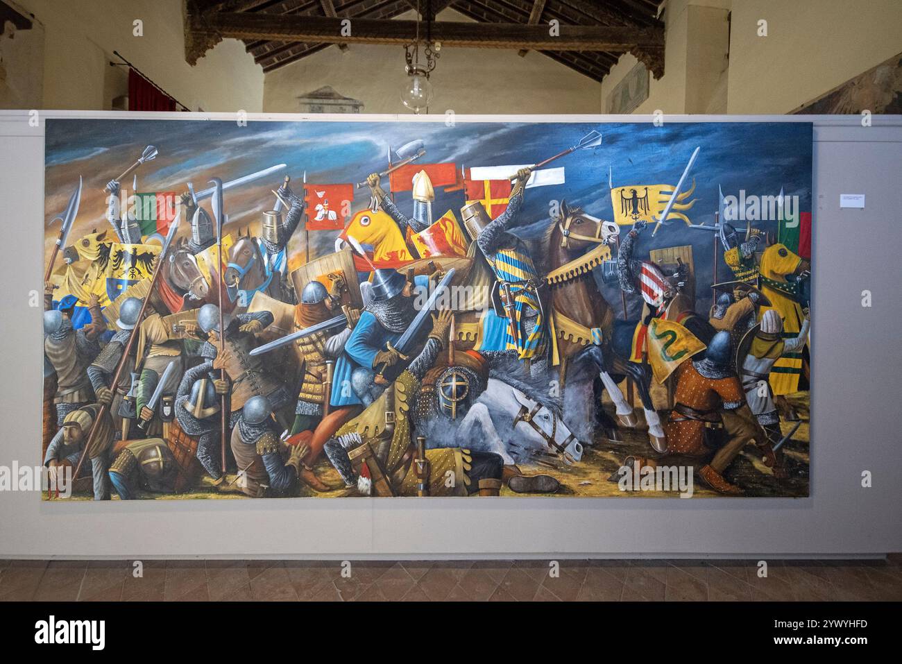 Painting "The heroes of Campaldino" (by the tuscan artist Luca Ferrotti ...