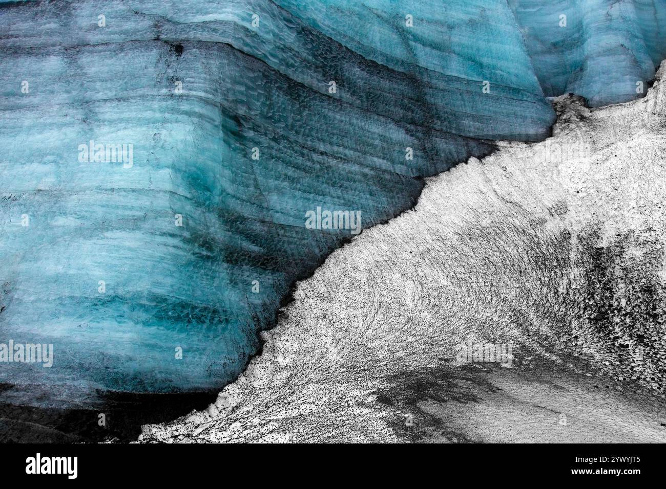 Mýrdalsjökull glacier with layers of black volcanic ash, ice cap on the ...