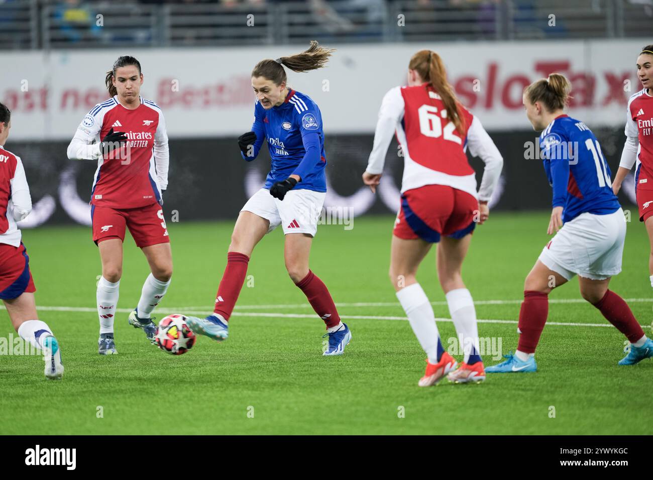 Oslo 20241212. Emma Stølen Godø with a shot during the Champions League ...