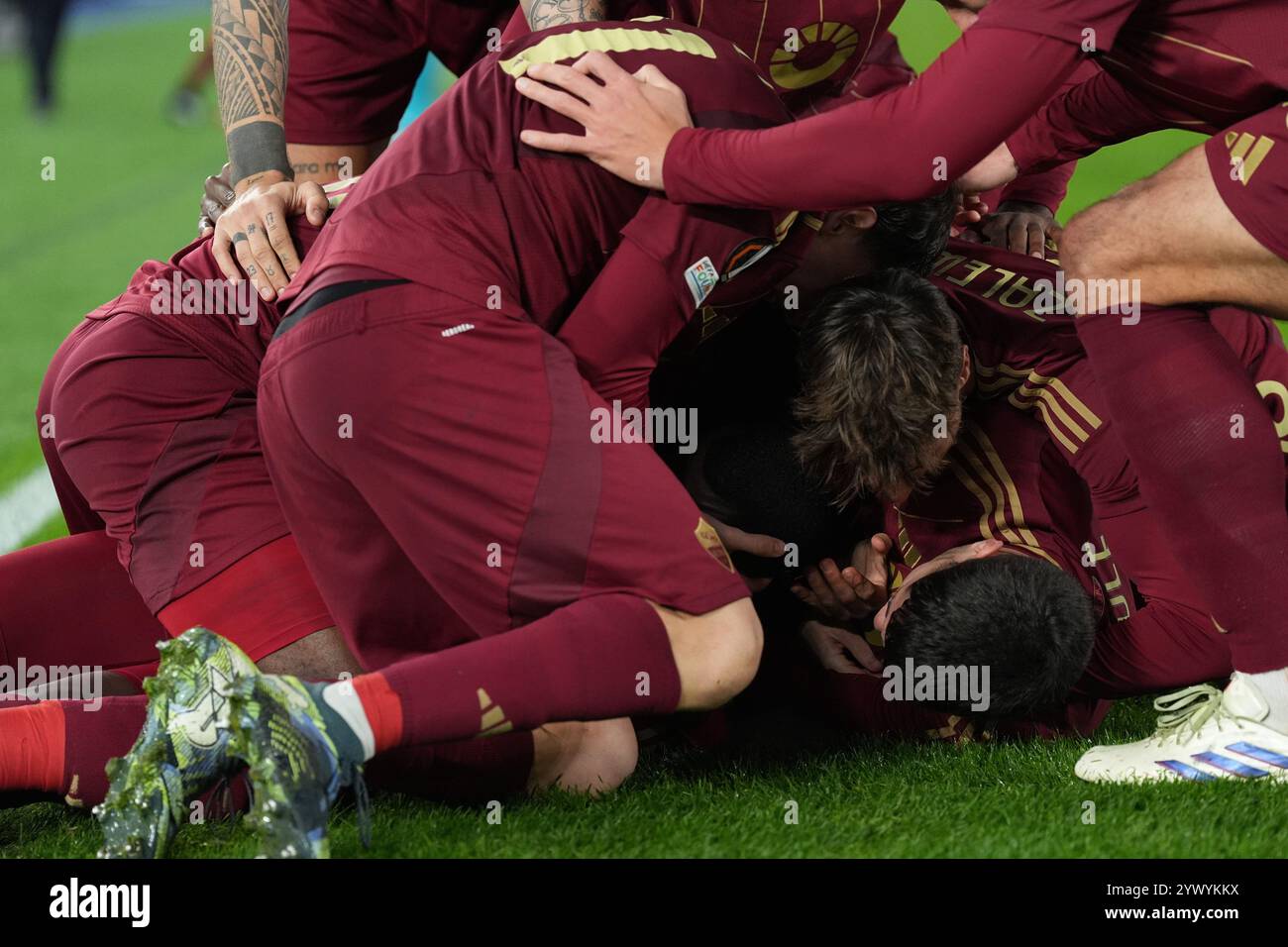 Roma, Italia. 12th Dec, 2024. Roma's Saud Abdulhamid celebrates after ...