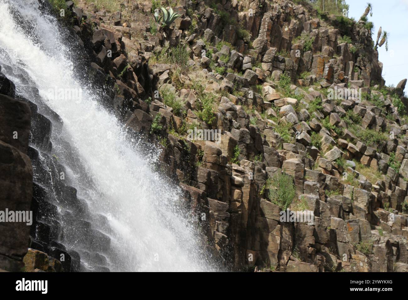View of the Basaltic Prisms in Hidalgo, Mexico. Geometrical and rocky ...