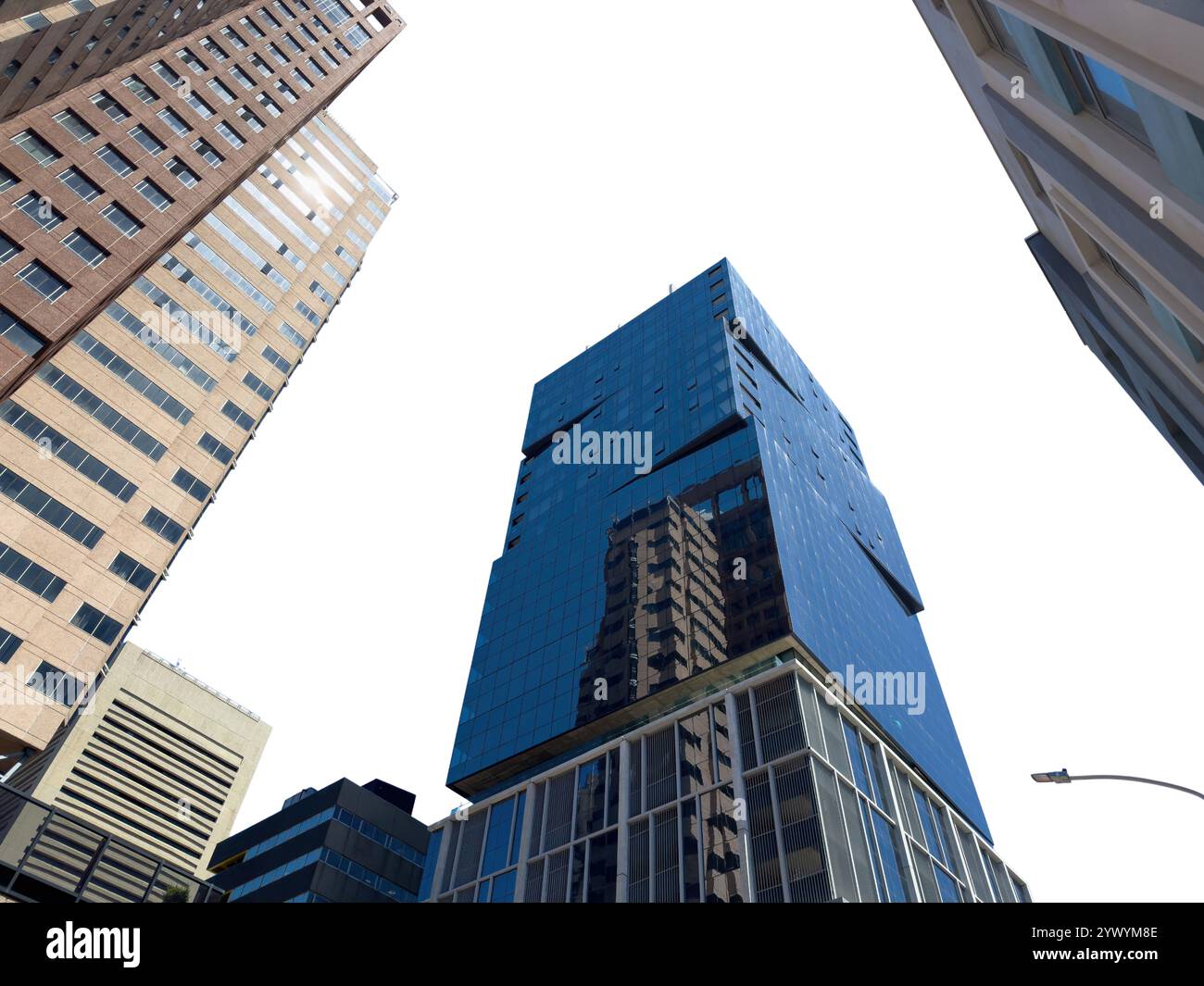 Cape town city skyscrapers isolated on white sky, high rise office ...