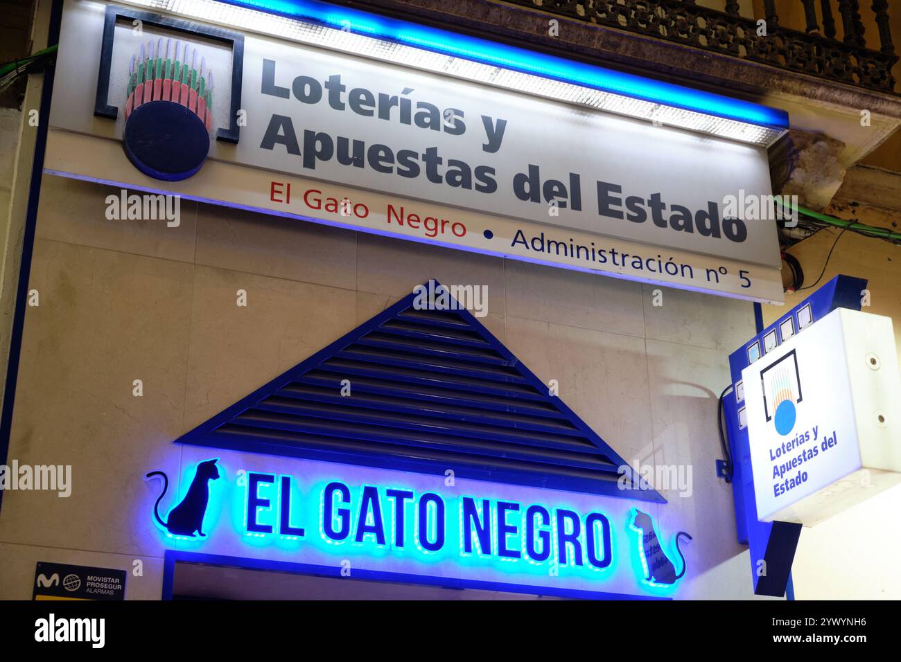 Málaga, Spain. December 9, 2024: Facade of a spanish national lottery ...