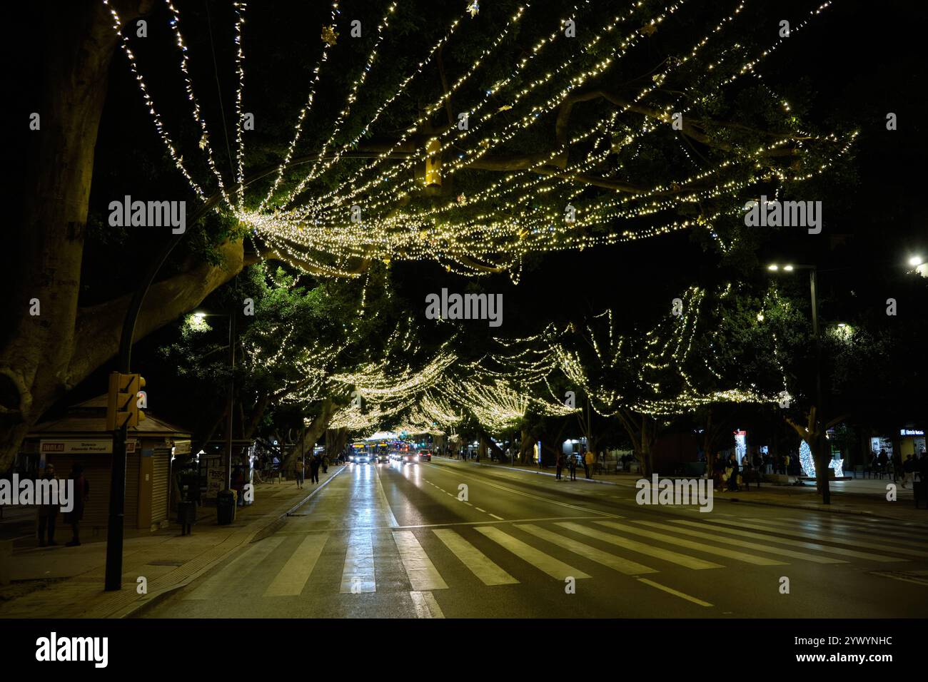 Málaga, Spain - December 9, 2024: Christmas lights atThe Alameda ...