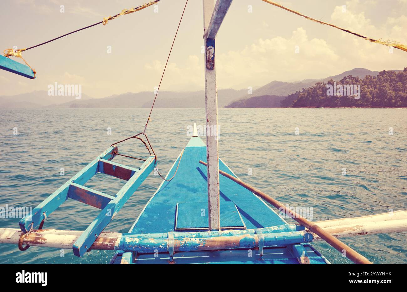 The bow of a traditional Filipino boat, color toning applied ...