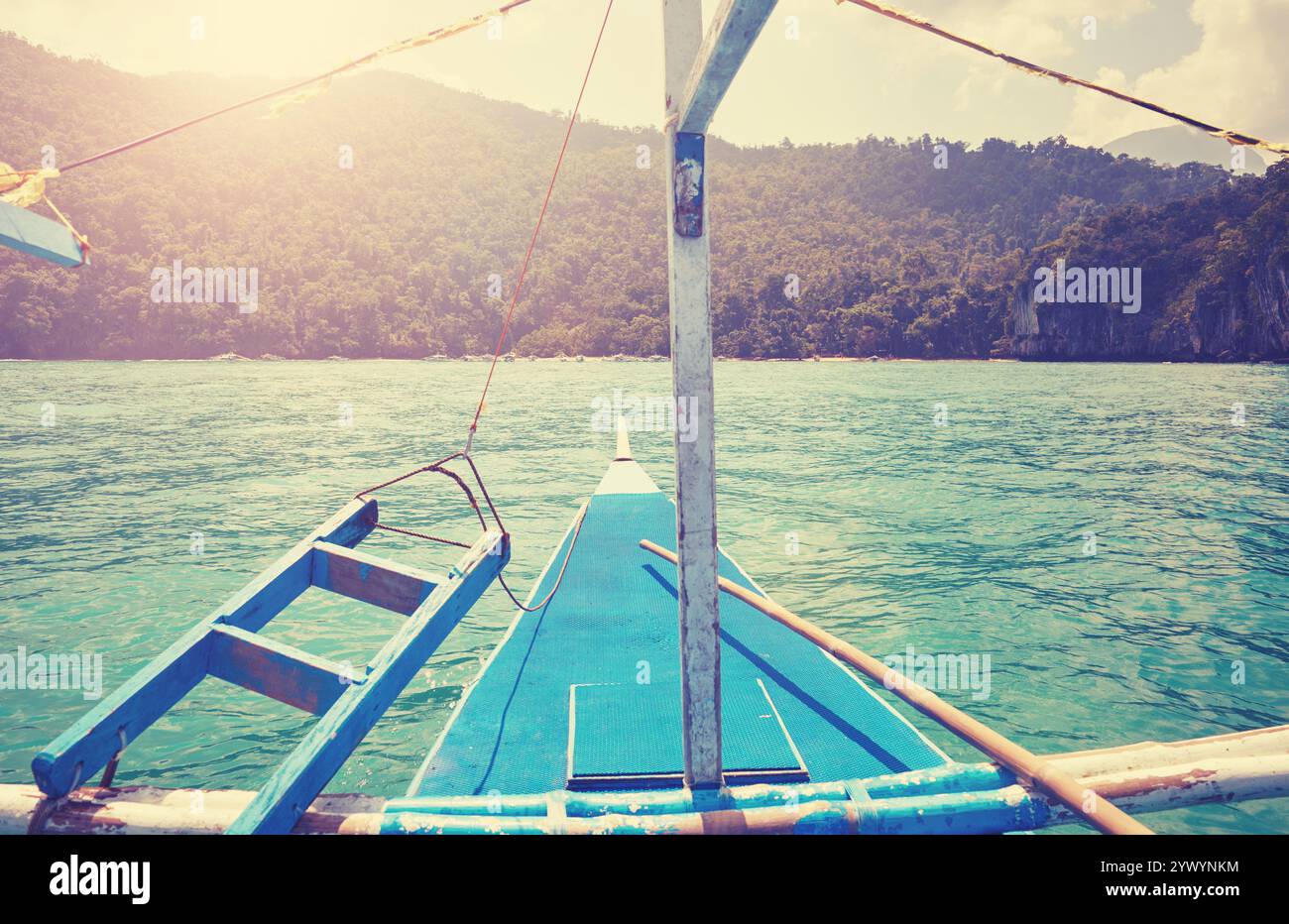 The bow of a traditional Filipino boat, color toning applied ...