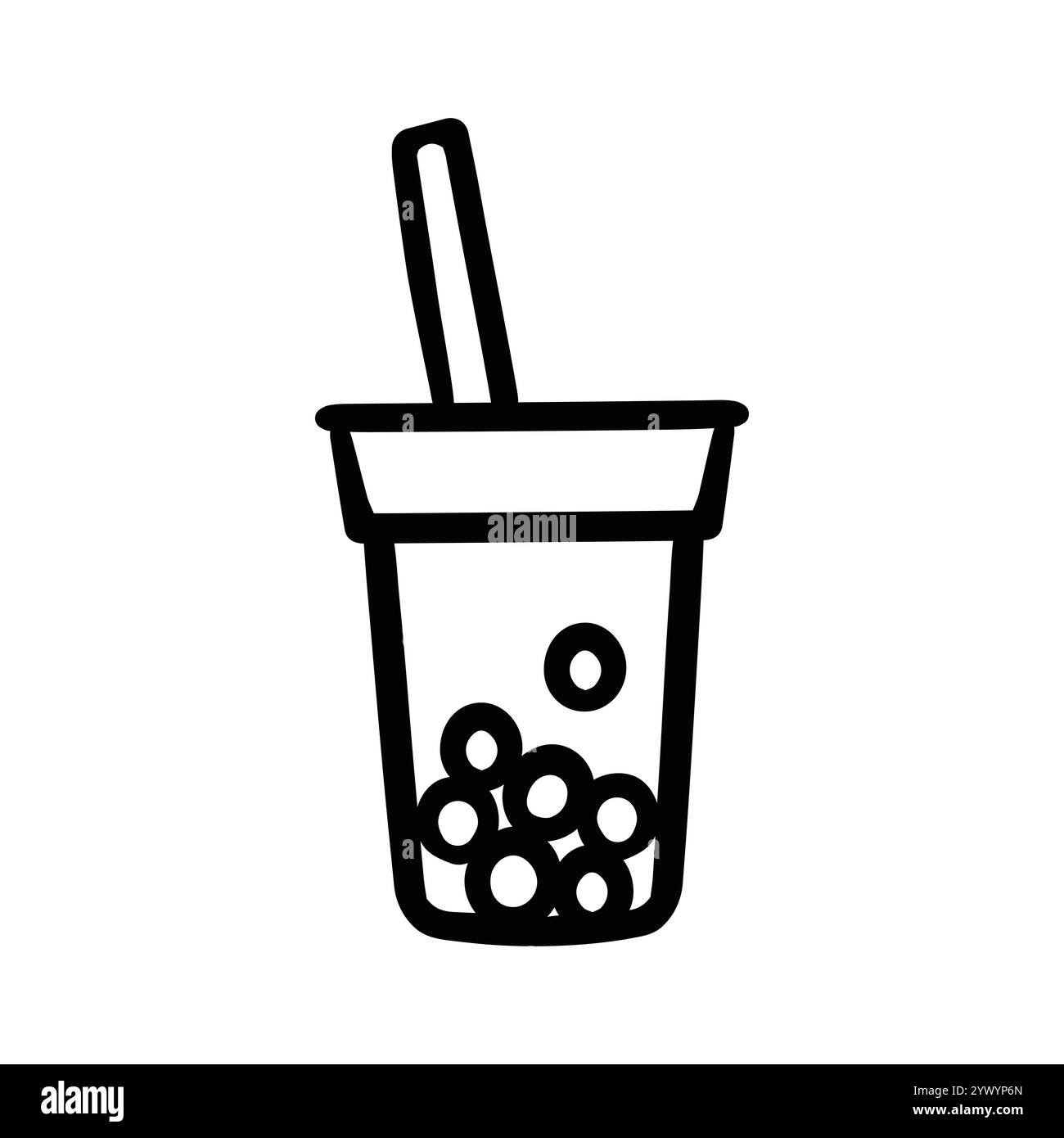 Boba Tea Bubble Tea Icon Hand Drawn Black and White Thick Lines SVG ...