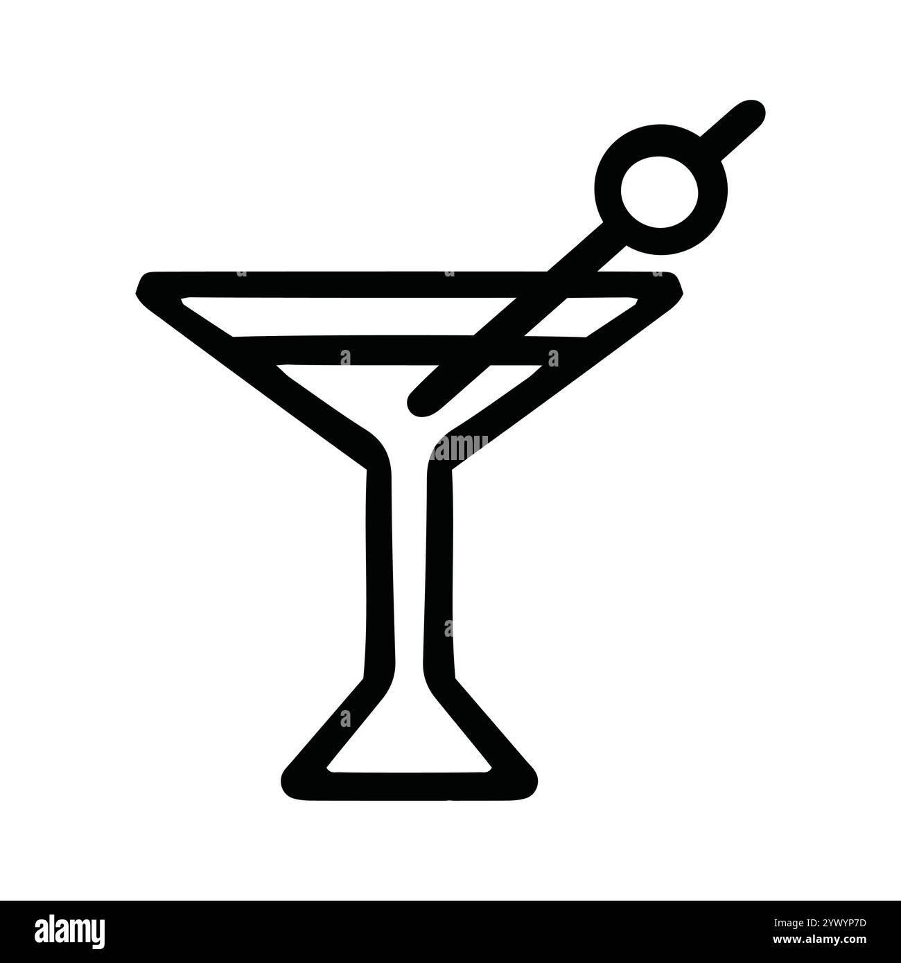 Hand-Drawn Martini - Olive Icon in Black and White Vector Stock Vector ...