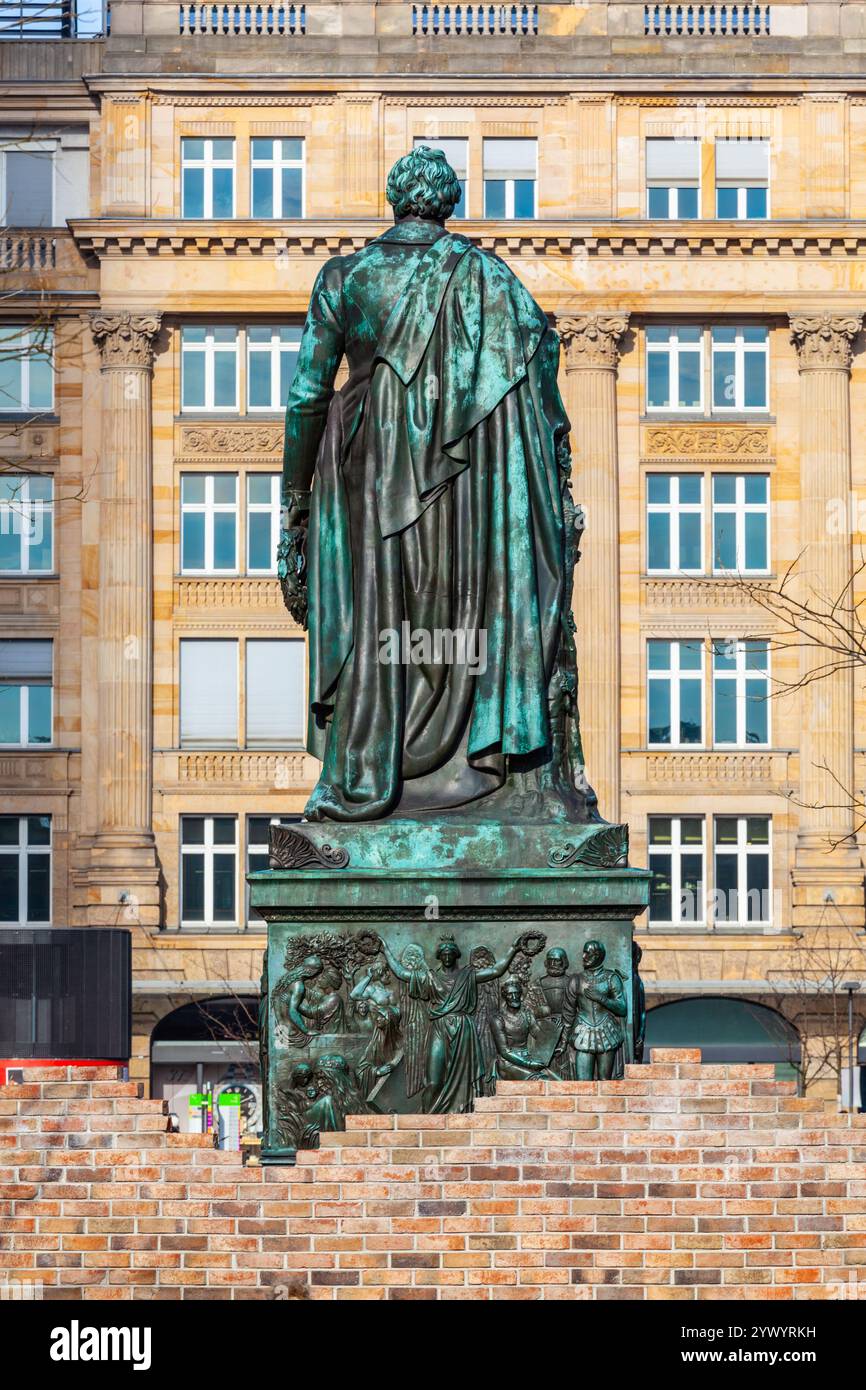 backside view of statue of Johann Wolfgang von Goethe in Frankfurt at ...