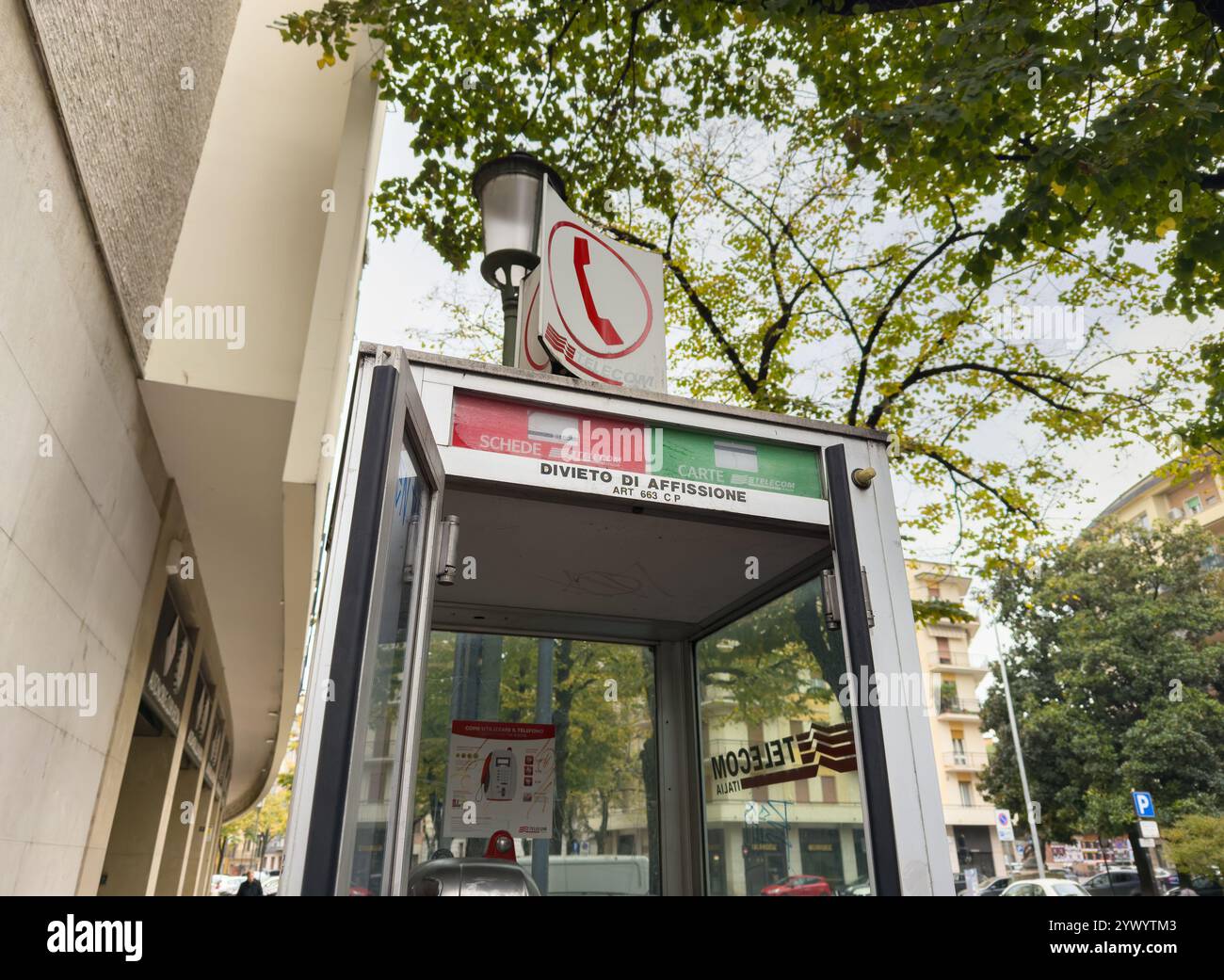 VERONA, ITALIA - OCTOBER 27, 2024: Old phone booth of Telecom Italia in ...