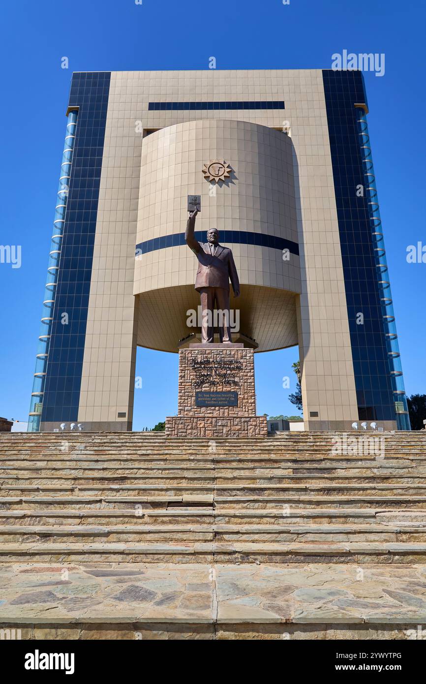 Independence Museum in the center of Windhoek, Namibia.A statue of Sam ...