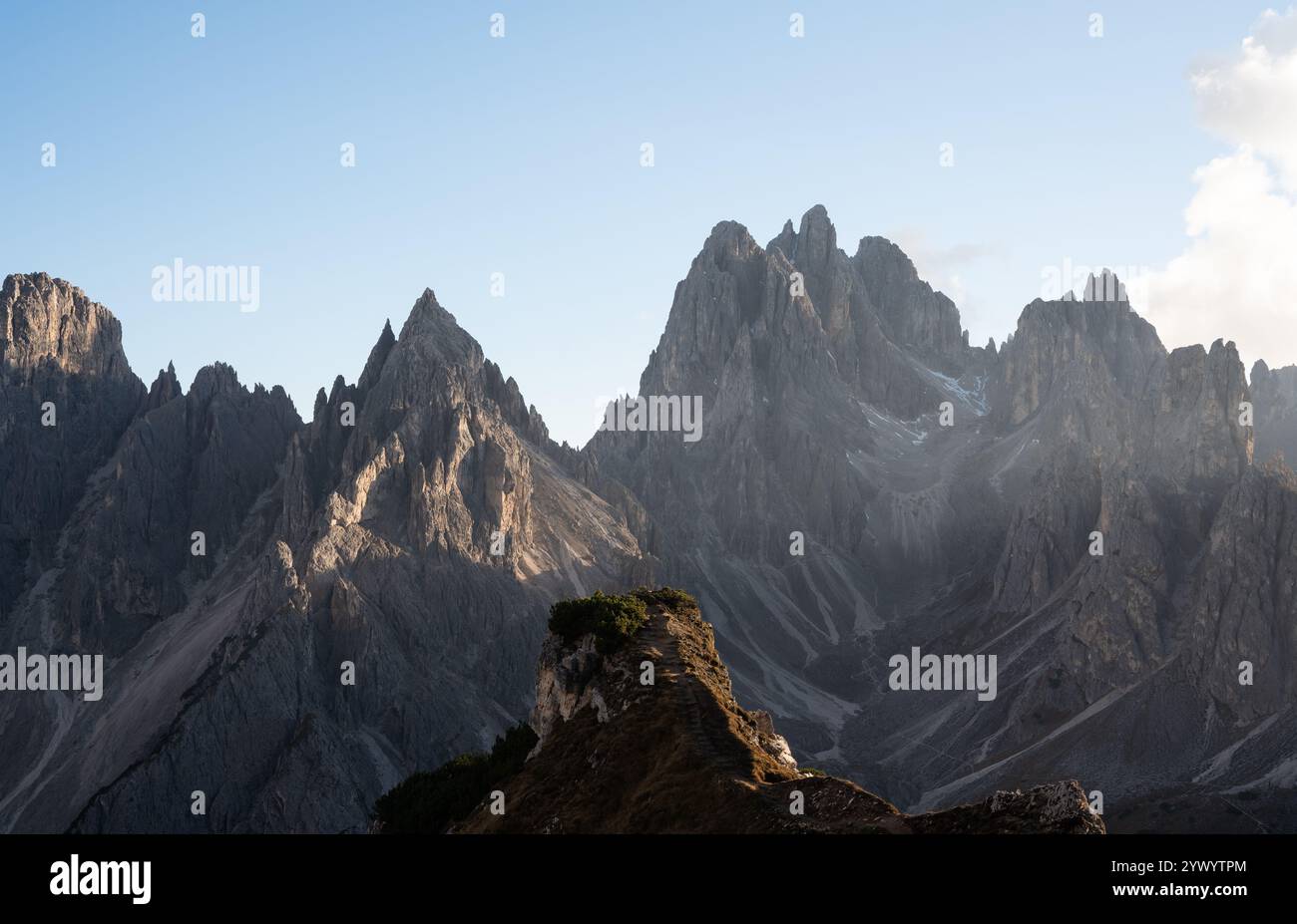 Cadini di Misurina viewpoint in the Italian Dolomites, in evening ...