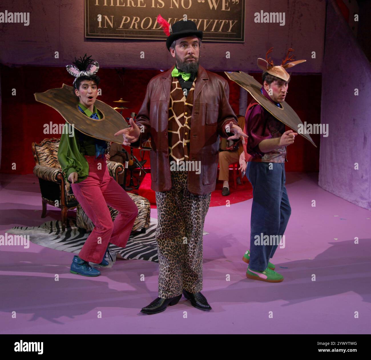 London, UK. Simon Yadoo (hat) in the Jewish fairy tale Goldie Frocks ...