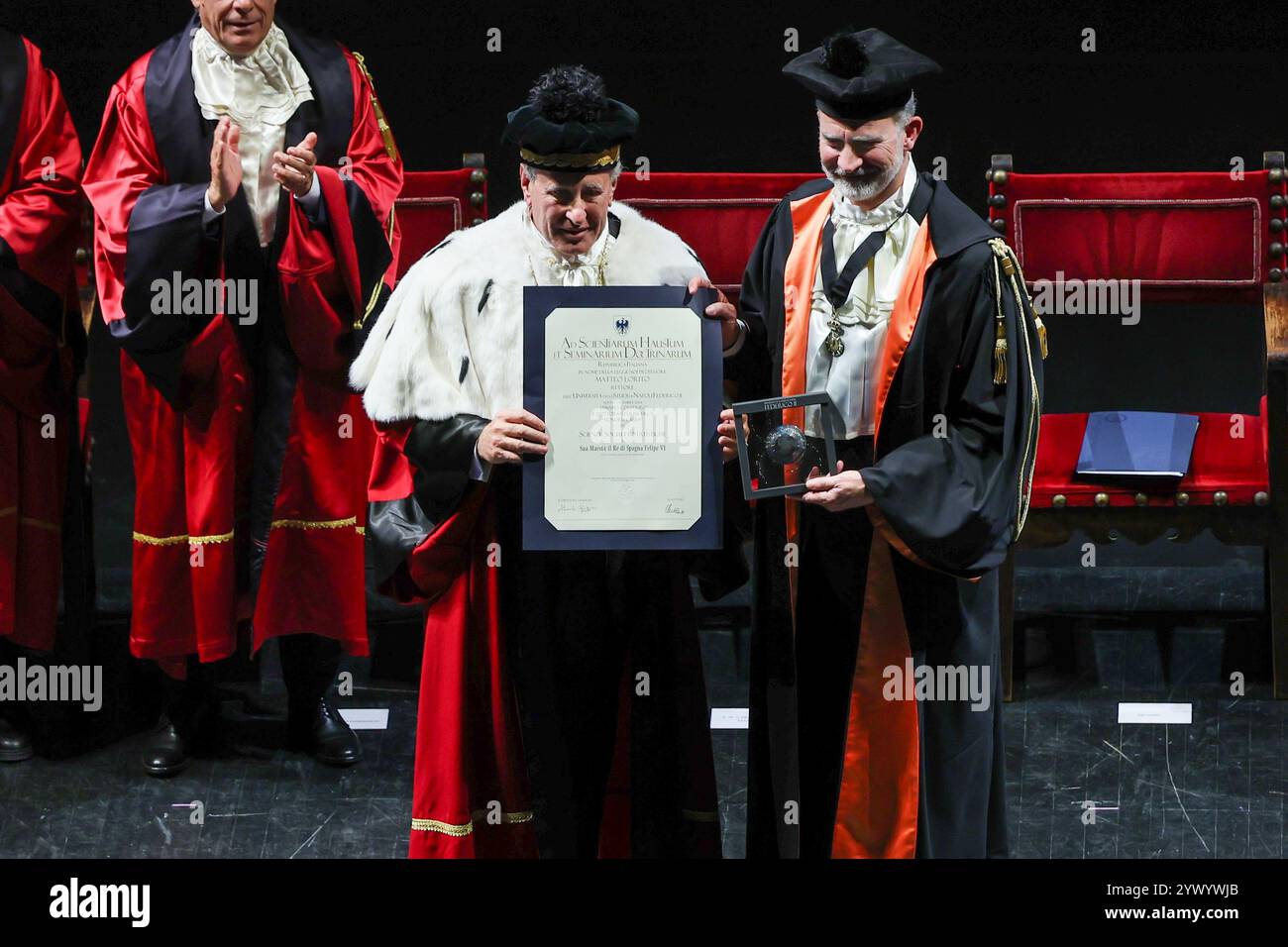 Naples, Italy, 12 December 2024. King Felipe IV of Spain receive from ...