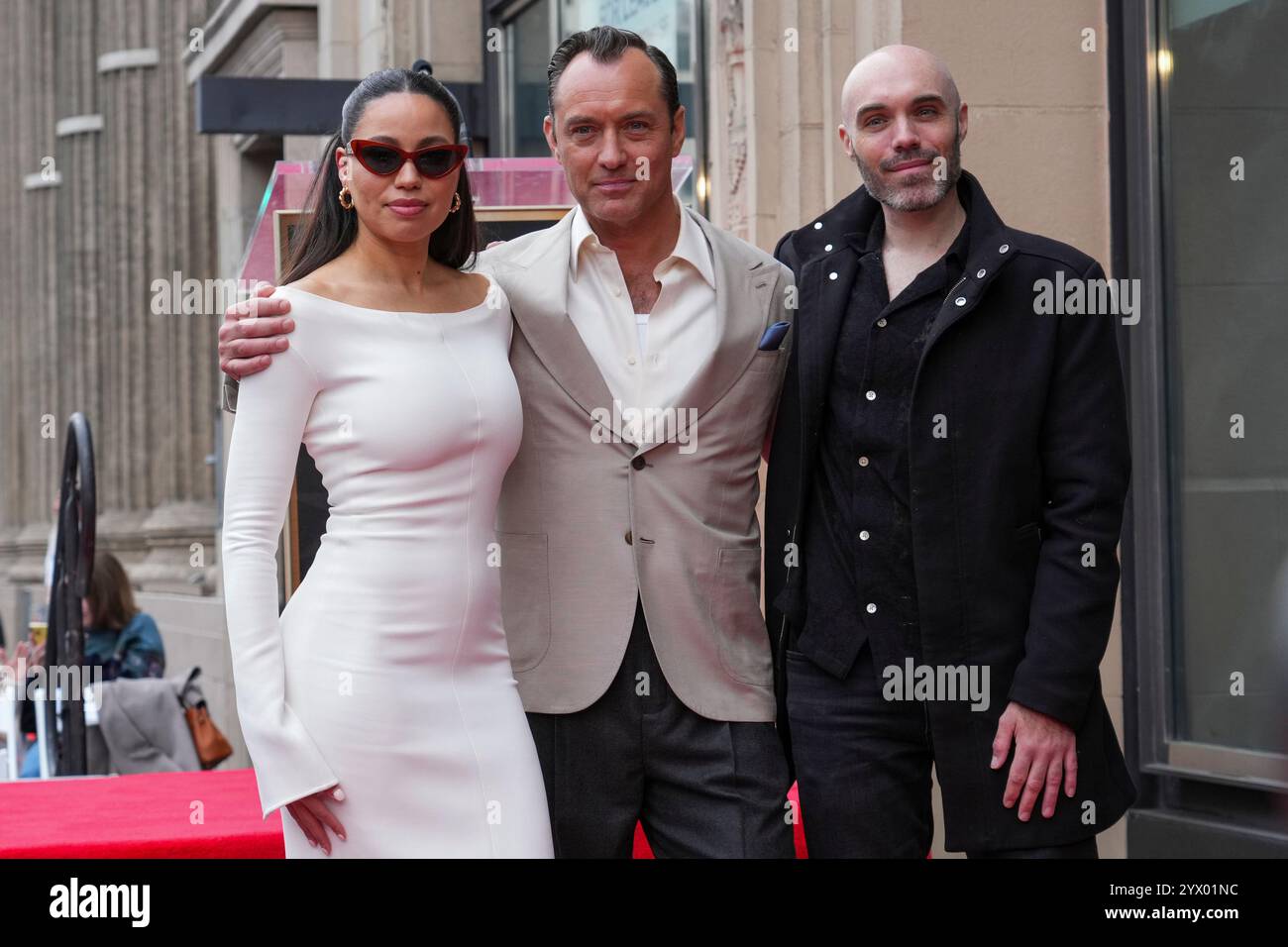 Jurnee Smollett, from left, Jude Law, and David Lowery pose with Law's ...