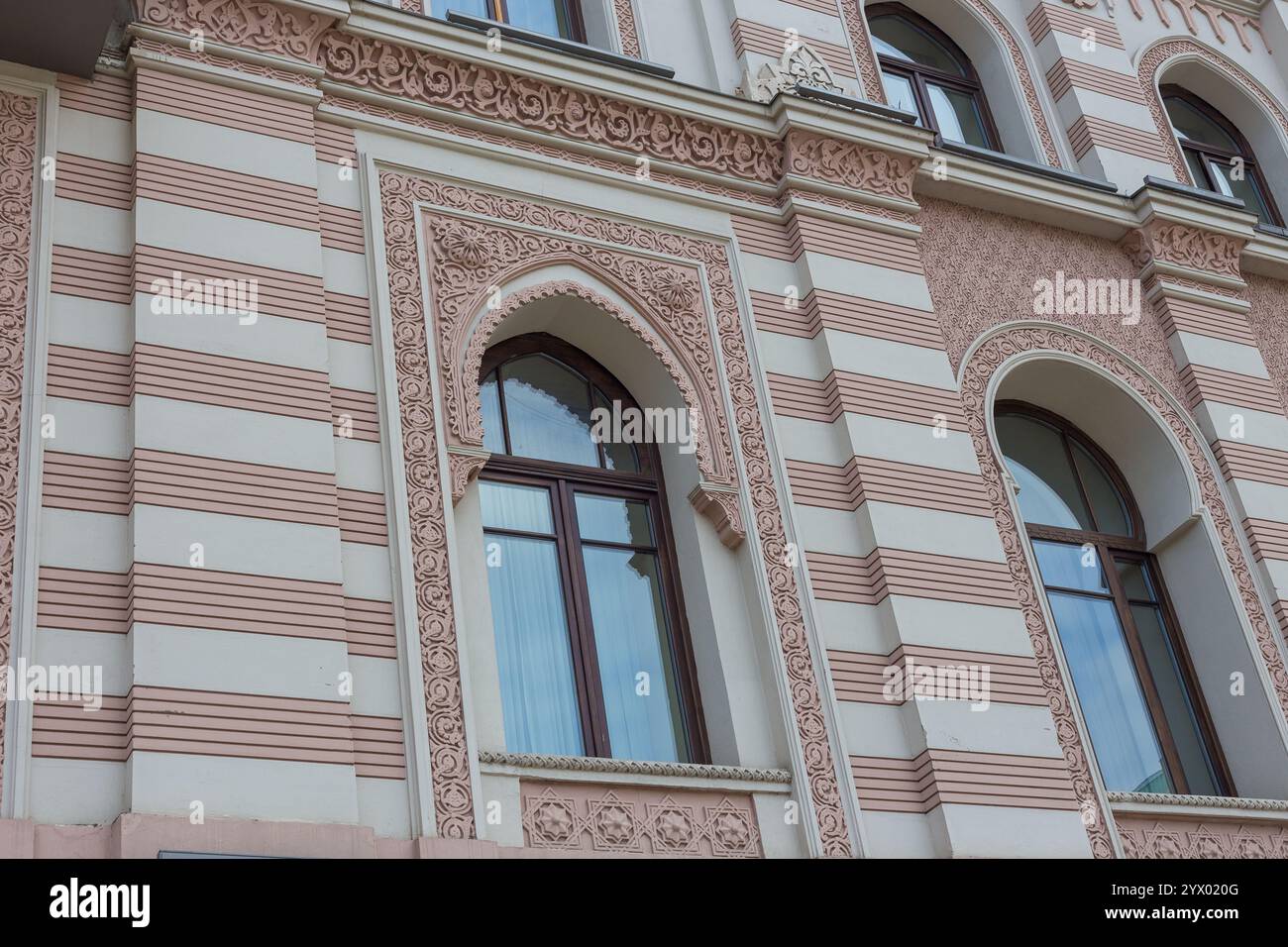 The facade of the City Hall building at Liberty Square. The center of ...
