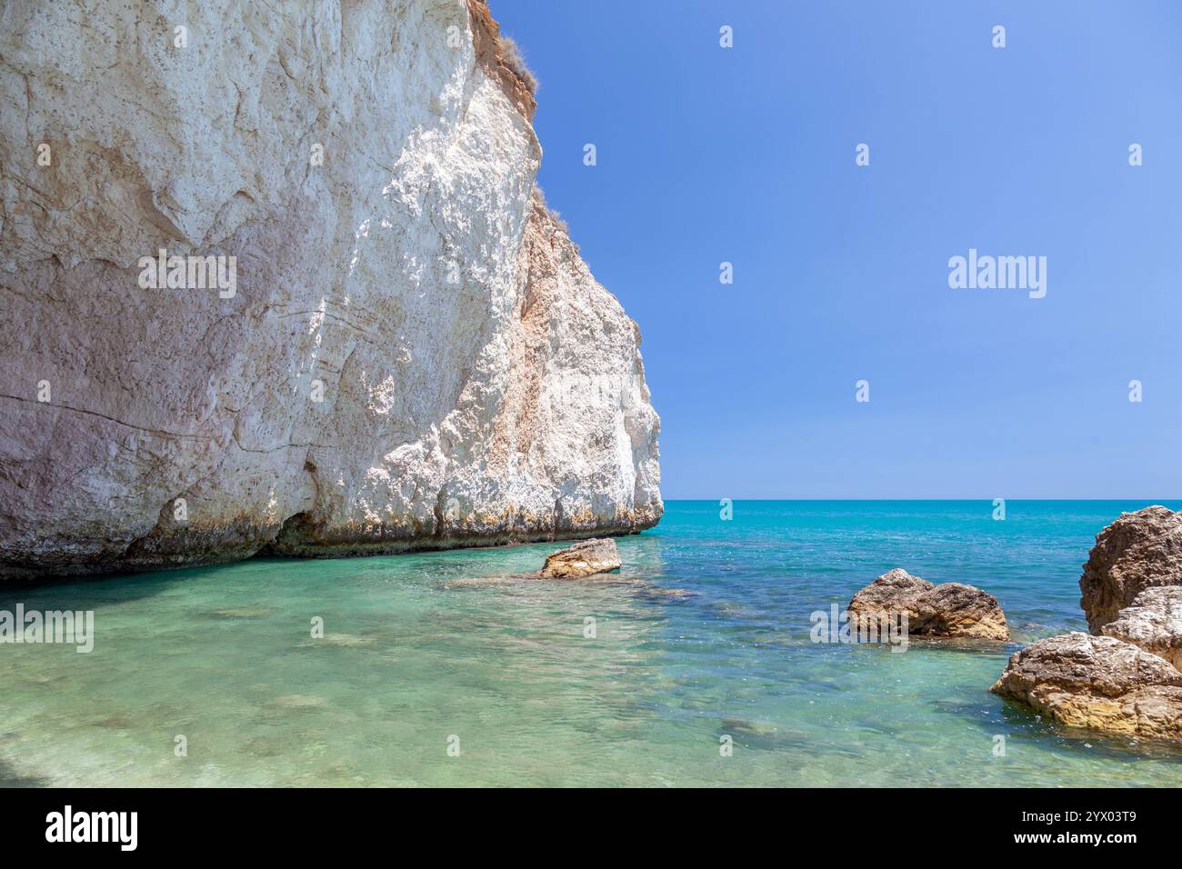 The color of the cliffs and the sea of the Gargano peninsula, Apulia ...