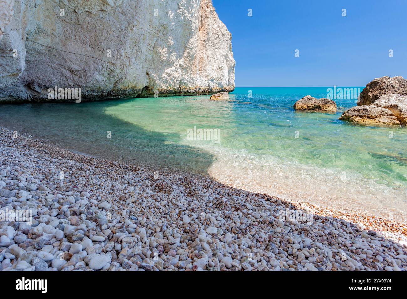 The color of the cliffs and the sea of the Gargano peninsula, Apulia ...