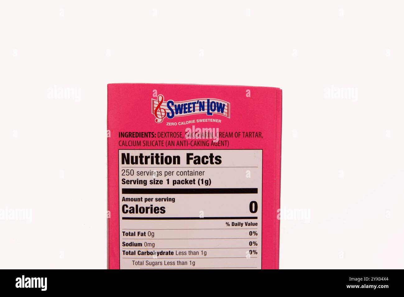 SWEET 'N LOW NUTRITION LABEL SHOWING DEXTROSE & SACCHARIN INGREDIENTS ...