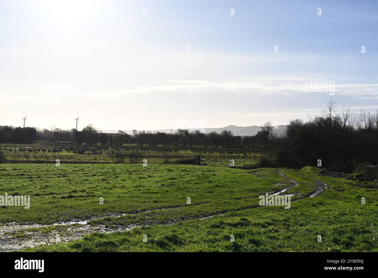 British country farm view stretching out to the sussex downs Stock ...