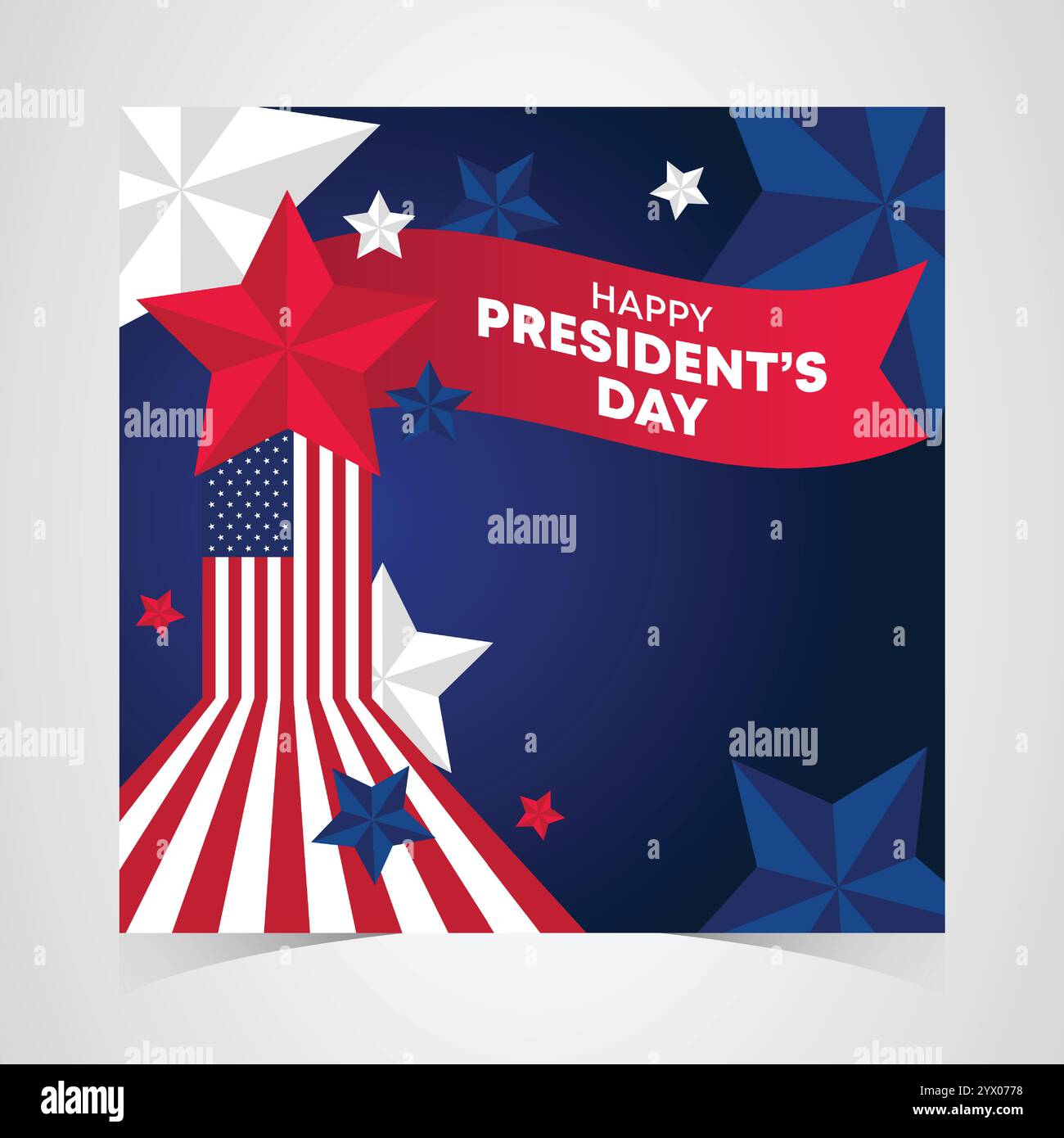Happy Presidents Day Web Banner With USA Flag. Presidents Day Cover ...