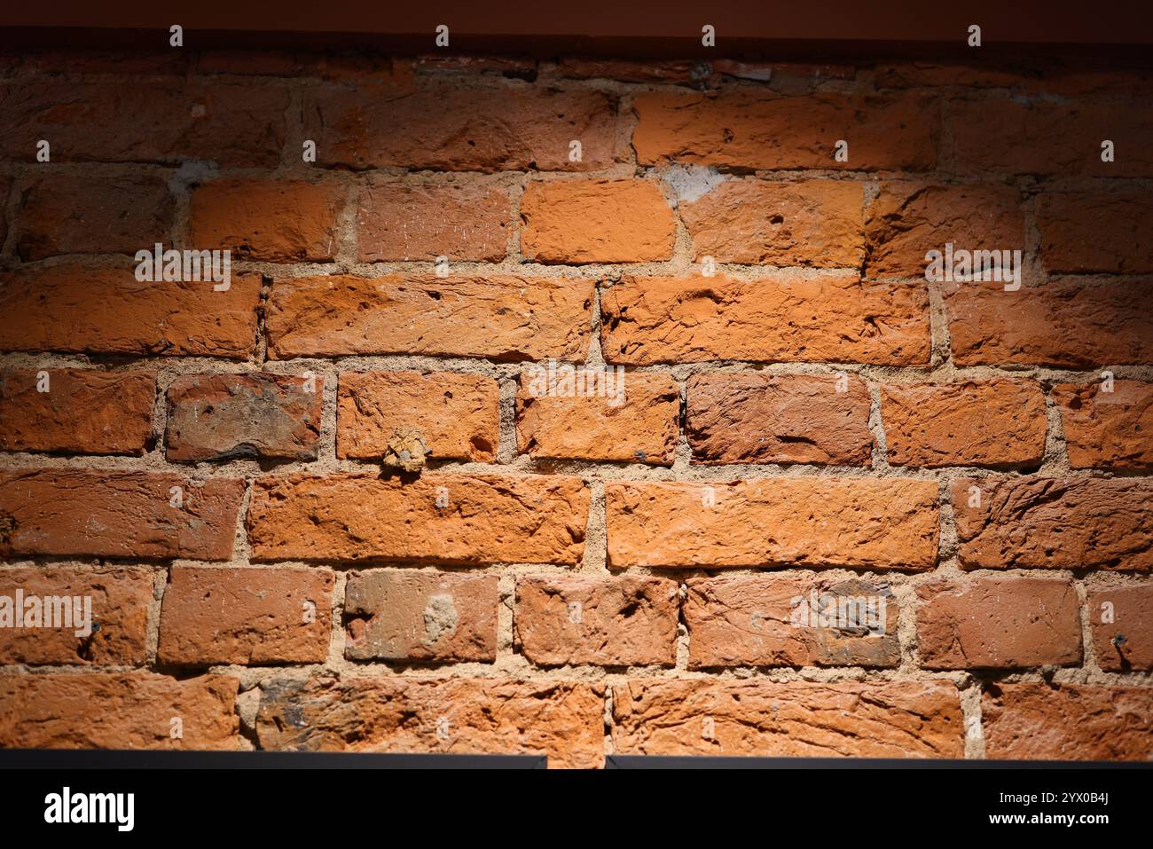An UpClose Perspective of a Beautiful Rustic Red Brick Wall Illuminated by Natural Light Stock ...