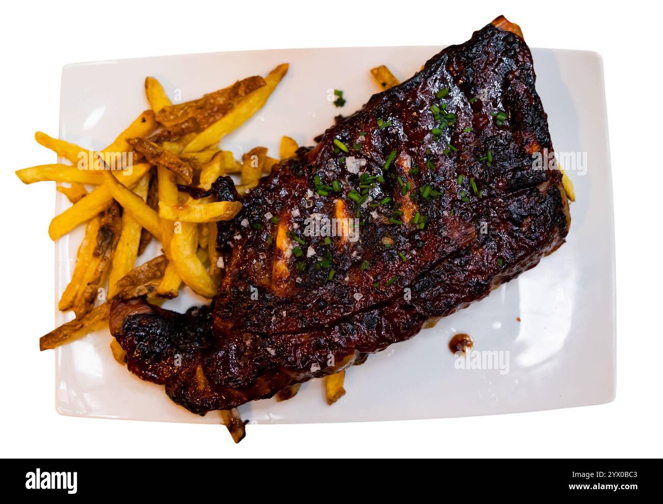 American style fried ribs with potatoes Stock Photo - Alamy