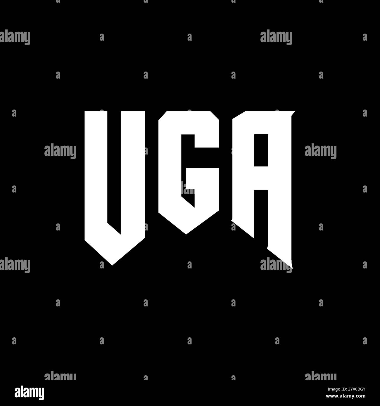 UGA letter logo design for technology company. UGA logo design black and white color combination ...