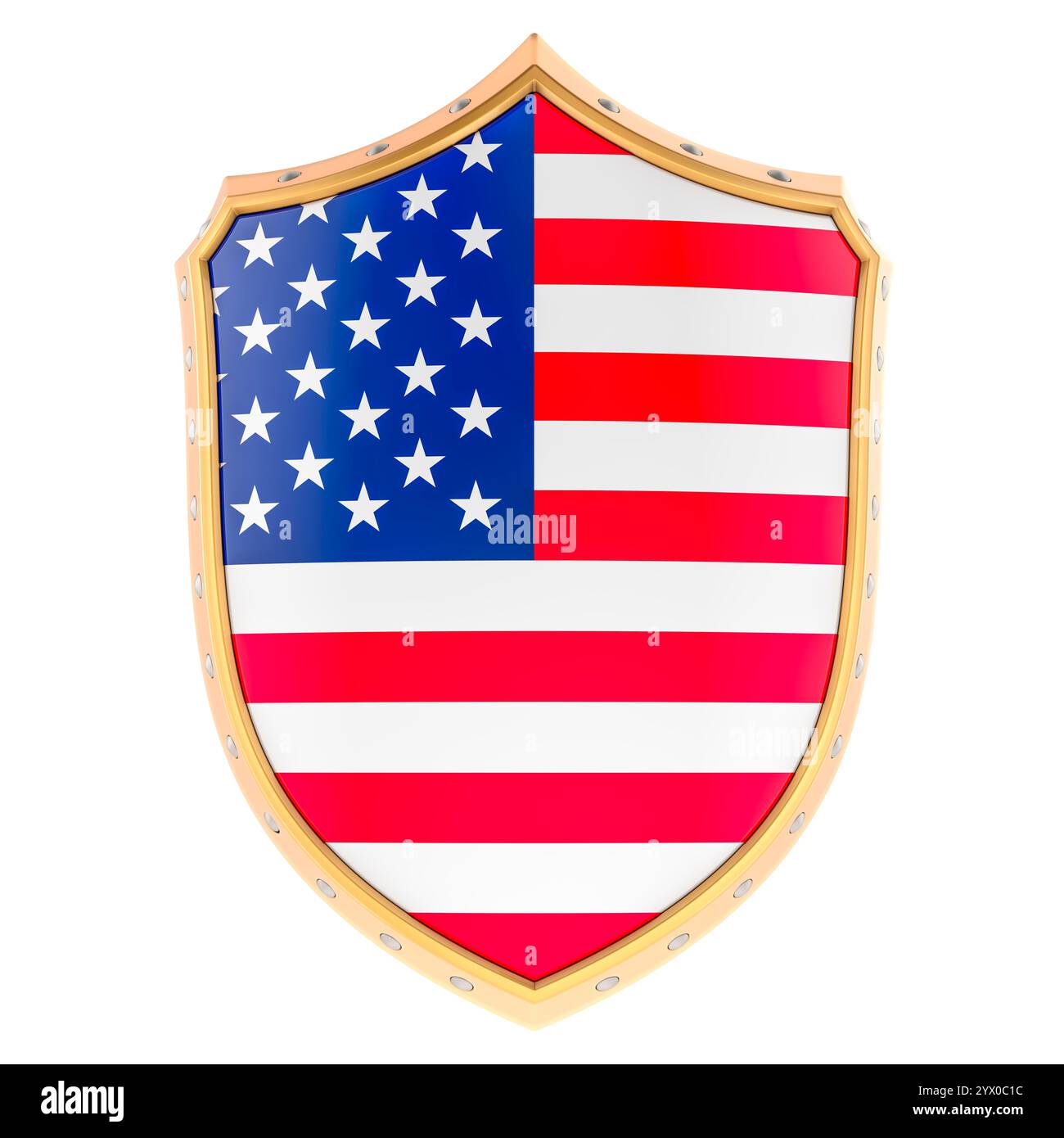 Shield with the United States flag, 3D rendering isolated on white ...