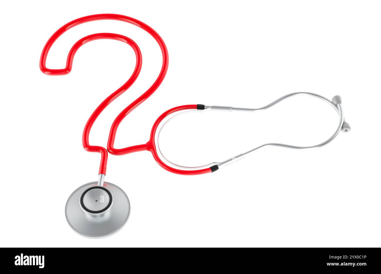 Stethoscope with question mark shape from cord. Medical question ...
