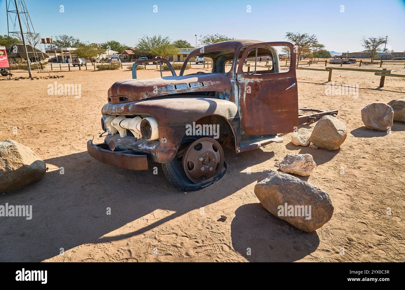 Oldtimer, rusty, demolished and wrecked cars in Solitare, Namibia ...